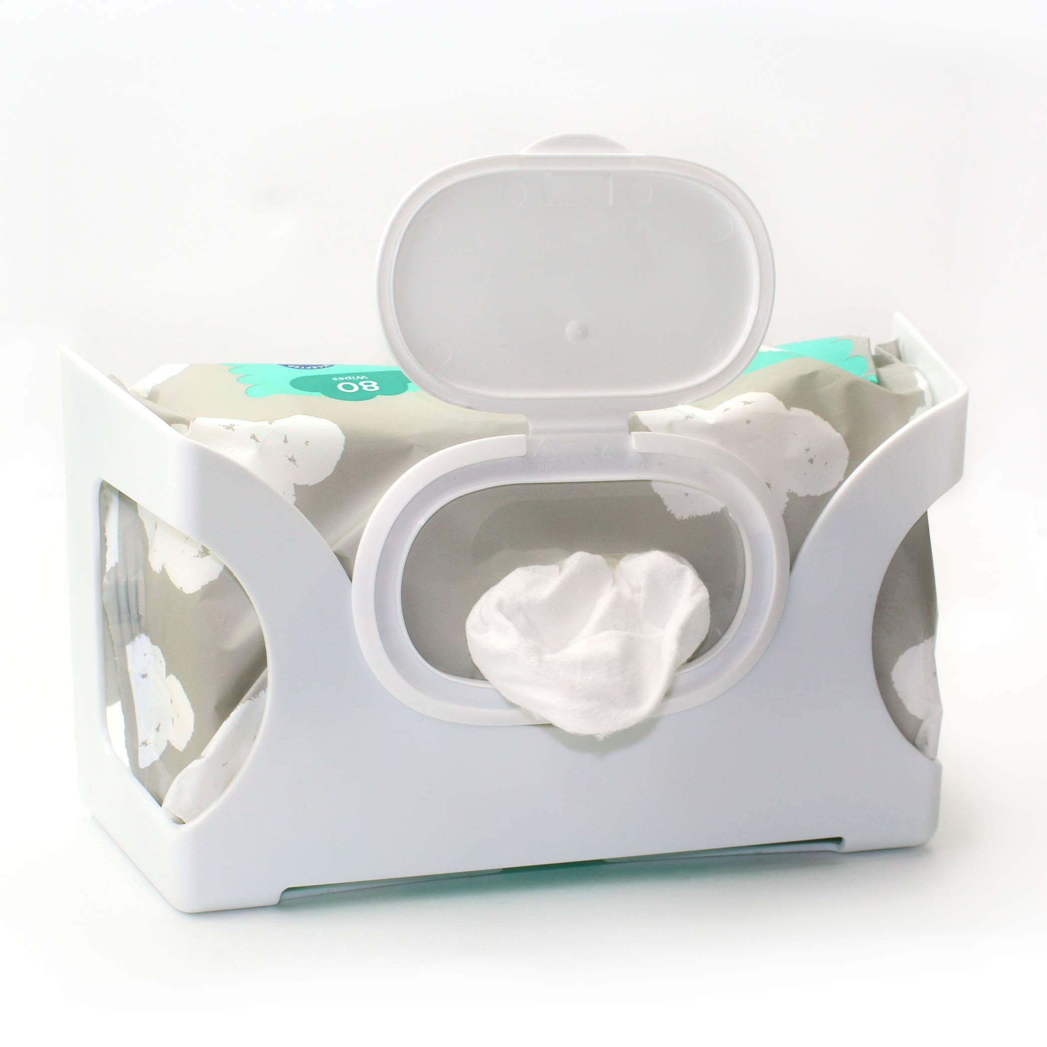 Gadjit Baby Wet Wipes, Hand Wipes Wall Dispenser | Mounts on a Wall and Holds Up to an 84 Count Pack of Wipes | Keeps Wipes Always Within Easy Reach of Messes (White)