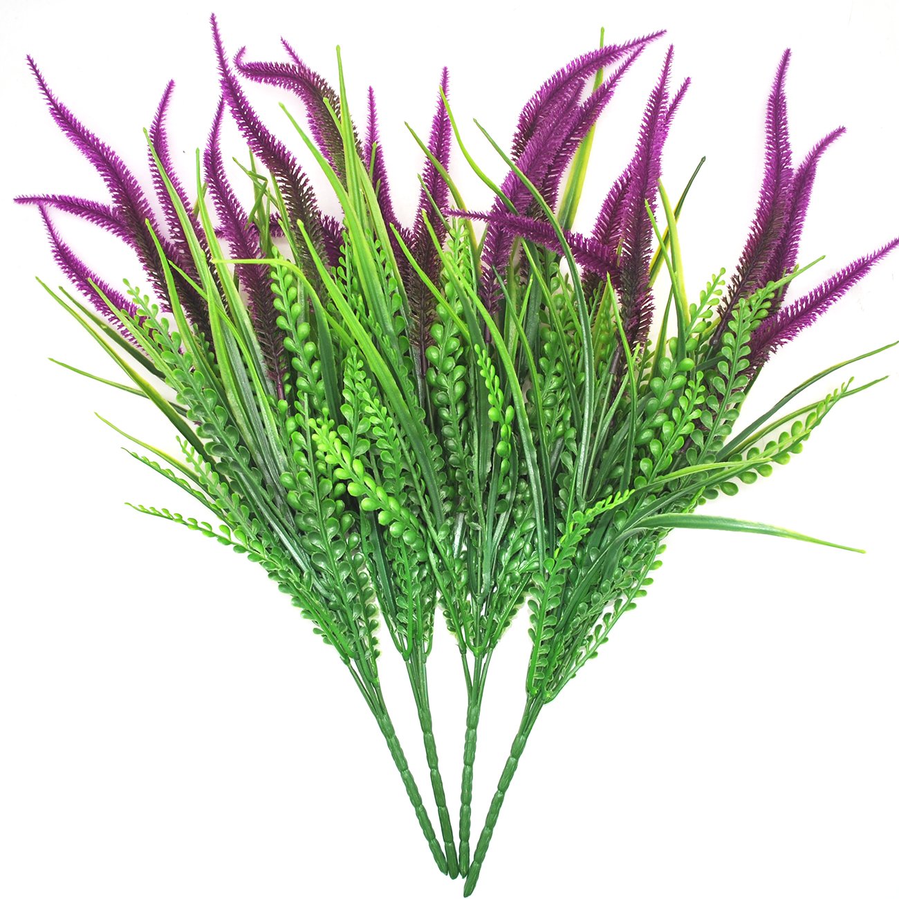 Artificial Flowers 4pcs Faux Plastic Plants Shrubs Simulation Greenery for Wedding Garden Farmhouse Outdoor Decor (4 Bunches Red)