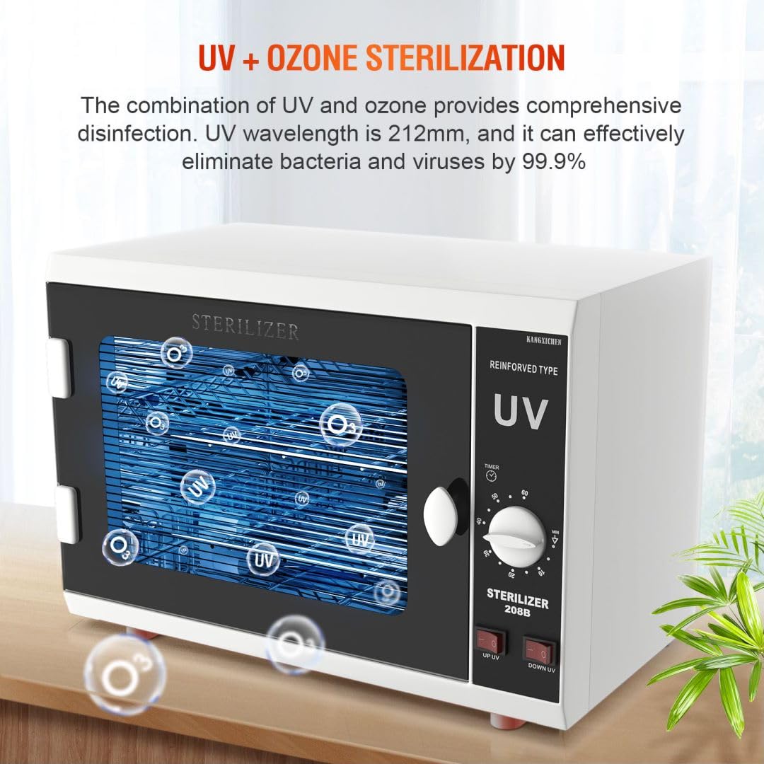 UV Sterilizer Cabinet. Dual Lamp Ultraviolet Disinfection Cabinet with Timer Setting, Suitable for Sterilization and Disinfection of Various Items