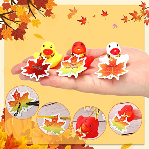 60 Pieces Thanksgiving Rubber Ducks Gift Mini Rubber Ducks Party Favors Small Ducks Thanksgiving Pumpkin Maple Holiday Birthday Pool Bath
