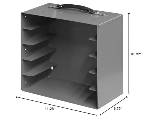 Durham 290-95 Gray Cold Rolled Steel Rack for 5 Small Plastic Compartment Boxes, 11-1/4" Width x 10-3/4" Height x 6-3/4" Depth