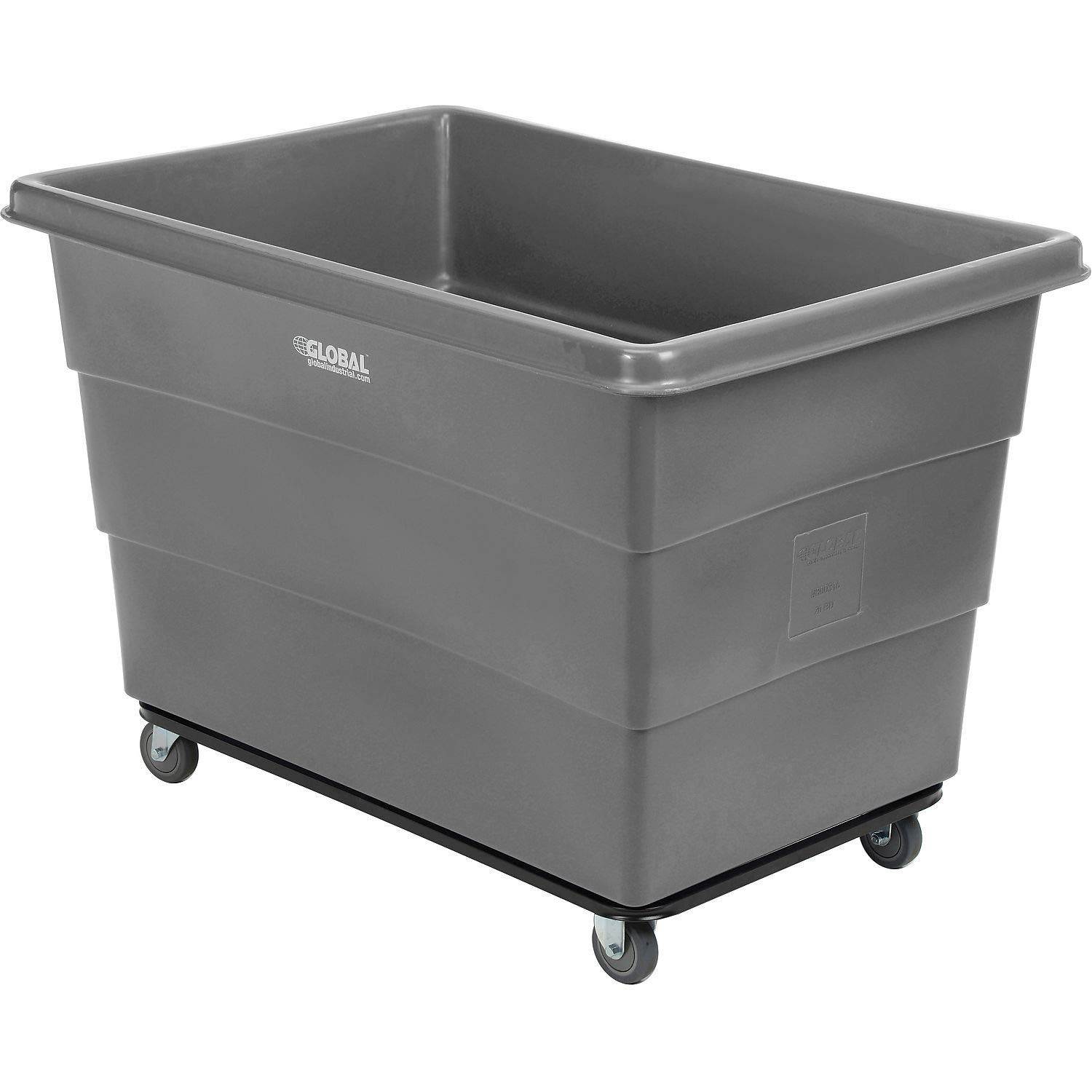 Global Industrial 20 Bushel Plastic Bulk Box Truck, Steel Chassis Base, Gray, 50-2/5"L x 34-3/5"W x 35-3/5"H