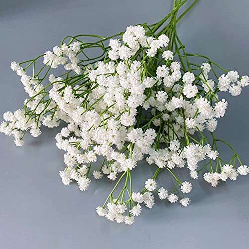 Artificial Flowers Baby's Breath Gypsophila Real Touch Flowers for Wedding Party Home Garden Decoration (White - Pack of 6pcs)