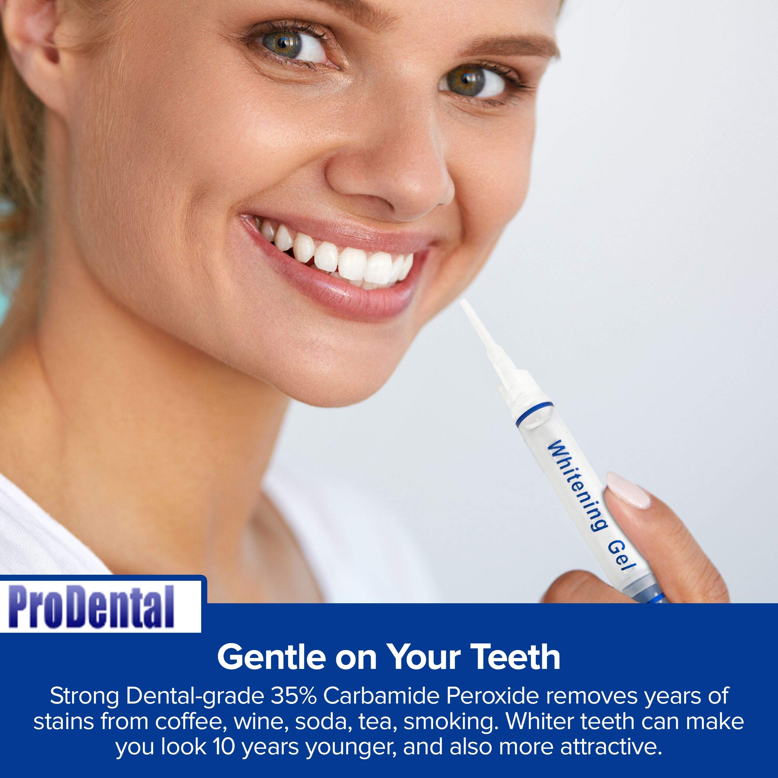 ProDental Teeth Whitening Gel Syringe Refill 10 Pack, 35% Carbamide Peroxide - 60 Treatments, Faster Results Than Tooth Whitening Strips - Pen - Powders and Toothpaste, Safe for Sensitive Teeth