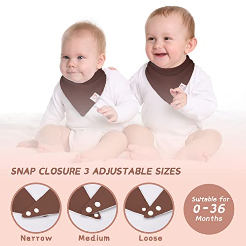 Bearmoss Muslin Baby Drooling Bibs 8 Pack, 100% Cotton Triangular Bandana Bibs Gift for Baby Girls Boys Teething Drooling (Coconut Mocha)