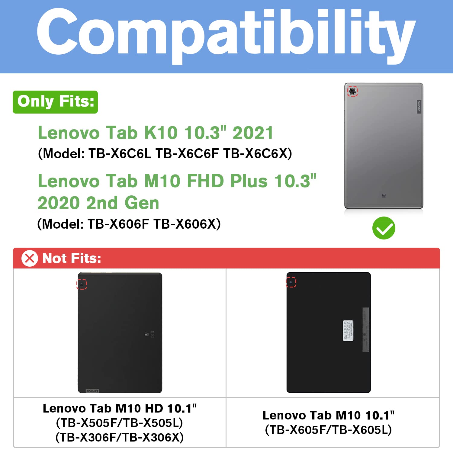 ProCase for Lenovo Tab K10 2021/M10 FHD Plus Case 10.3 Inch (2020 2nd Gen), Slim Smart Cover Stand Hard Shell Case for 10.3" Tab K10 TB-X6C6L TB-X6C6F TB-X6C6X/M10 Plus FHD TB-X606F TB-X606X –Black