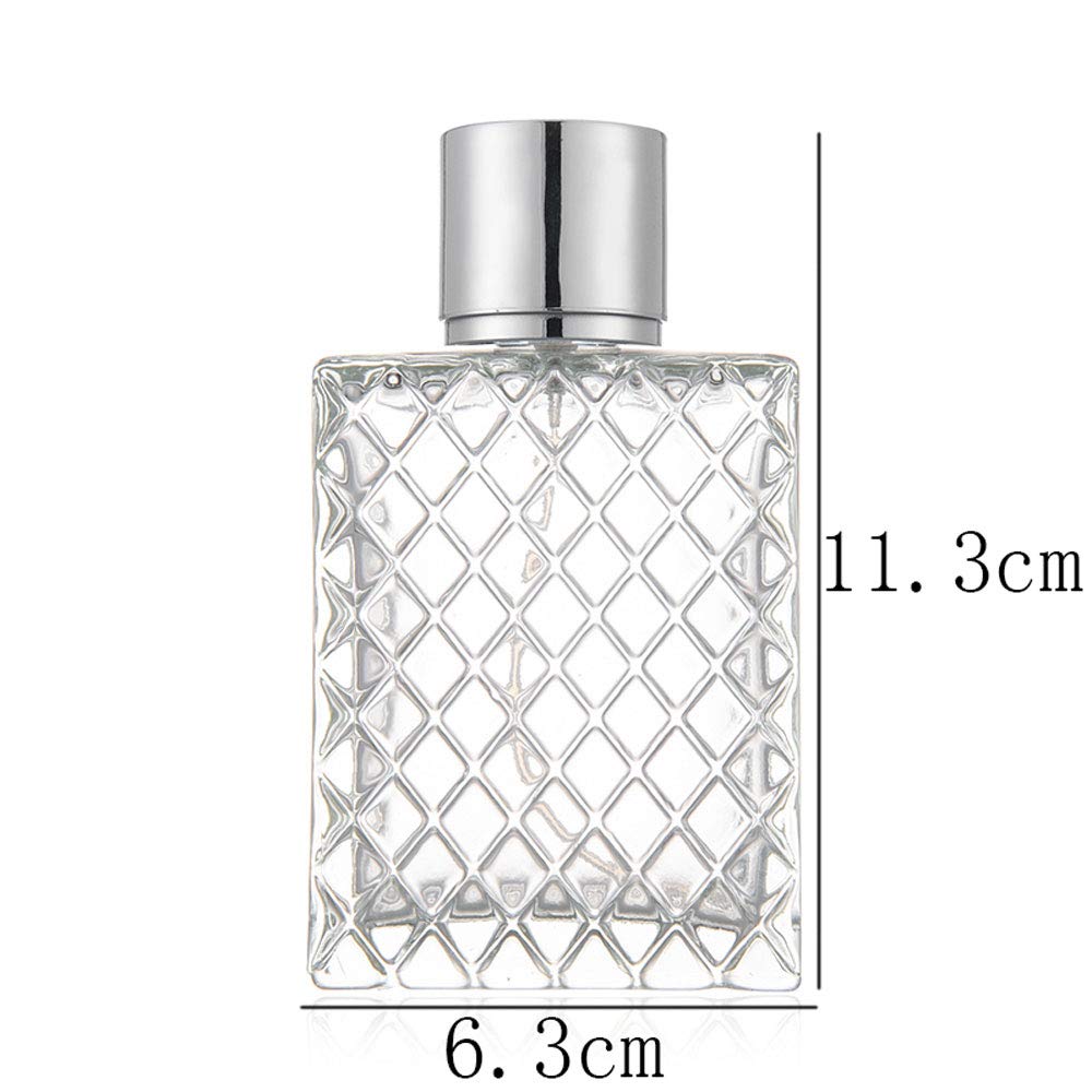JJKMALL 100ML 3.4oz Glass Spray Bottles for Essential Oils, Perfumes, Empty Clear Mist Spray Bottle with Silver Aluminum Sprayer - (1Pack) 1pc Funnel Filler 1PC 3ml Dropper 1pc Storage Gift Bag