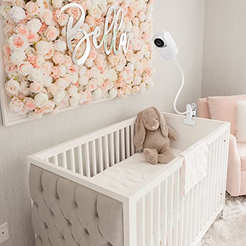 Flexible Clip Mount for Vtech VM901 and VM919HD, Gooseneck Baby Monitor Holder for Crib Without Tools or Wall Damage - White