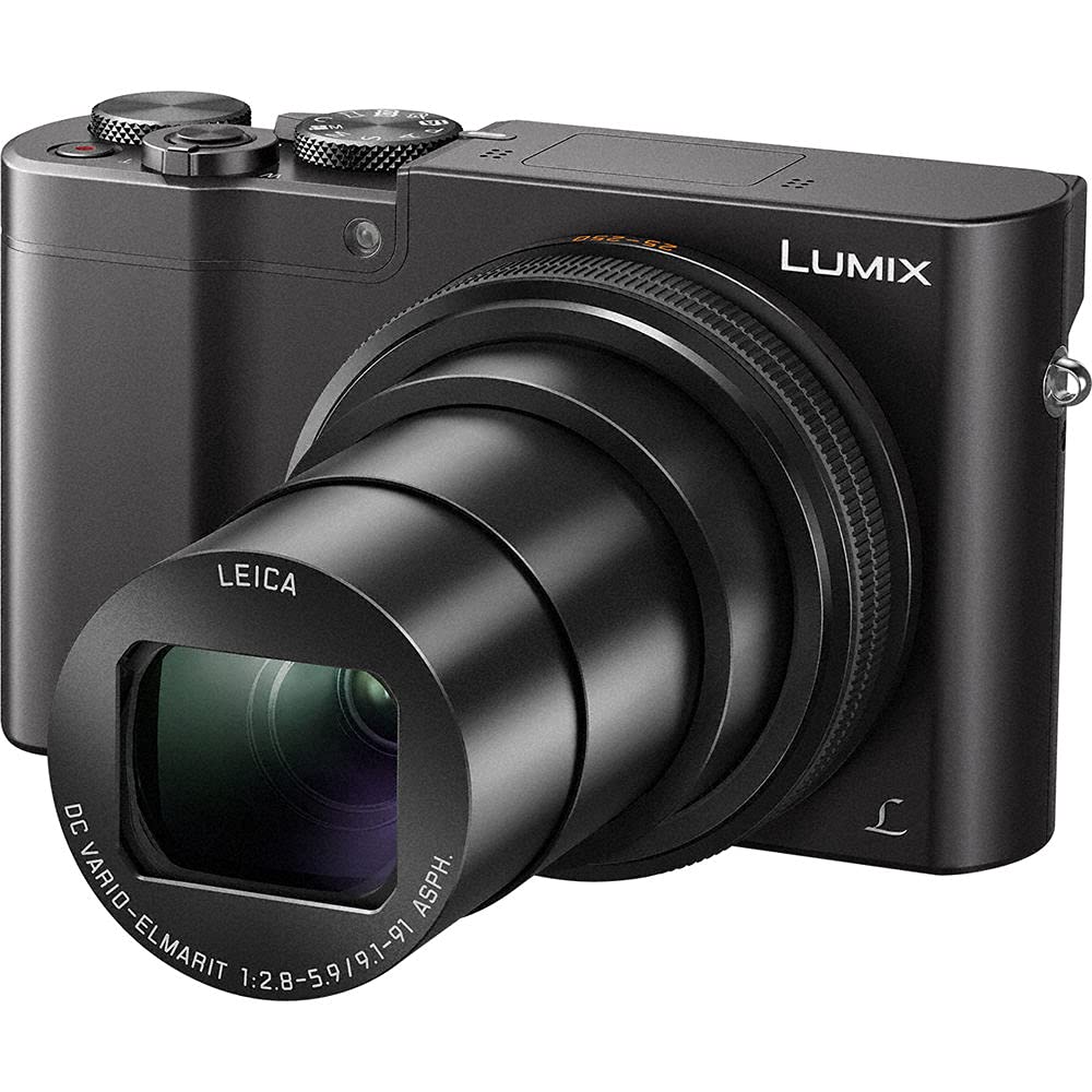 Panasonic Lumix DMC-ZS100 Digital Camera (Black) (DMC-ZS100K) - Bundle - with 64GB Memory Card + LED Video Light + DMW-BLE9 Battery + Soft Bag + 12 Inch Flexible Tripod + Cleaning Set