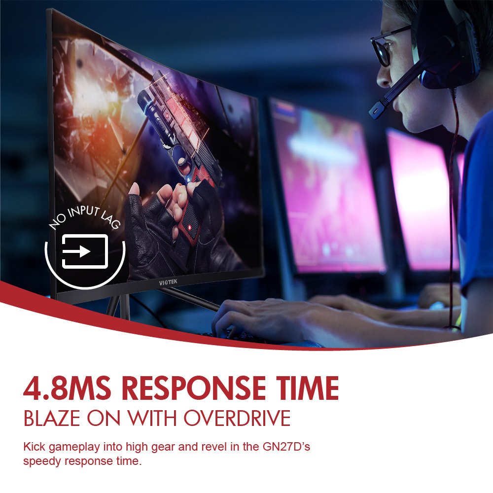 VIOTEK GN27D 27 Inch 1440p 144hz Curved Computer Gaming Monitor Samsung VA Panel Freesync FPS RTS Optimized