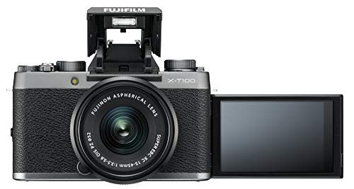Fujifilm X-T100 Mirrorless Digital Camera w/XC15-45mmF3.5-5.6 OIS PZ Lens - Dark Silver (Renewed)