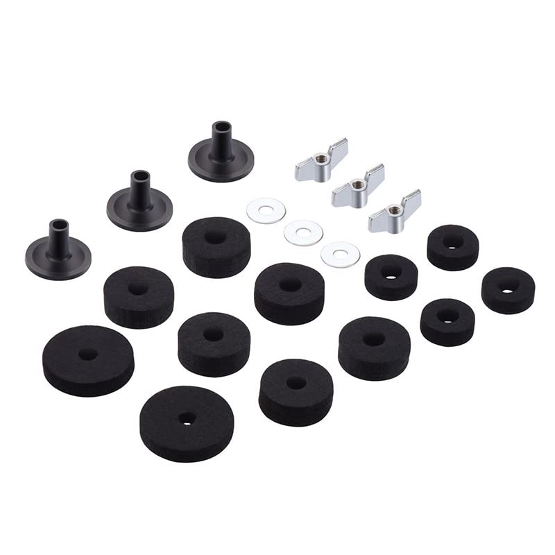 21 PCS Cymbal Replacement Accessories, Cymbal Stand Felts, Drum Cymbal Felt Pads Include Wing Nuts, Felt Cymbal Sleeves with Base Wing Nuts, Washer, Sleeves and Base Wing Nuts Replacement (Gray)
