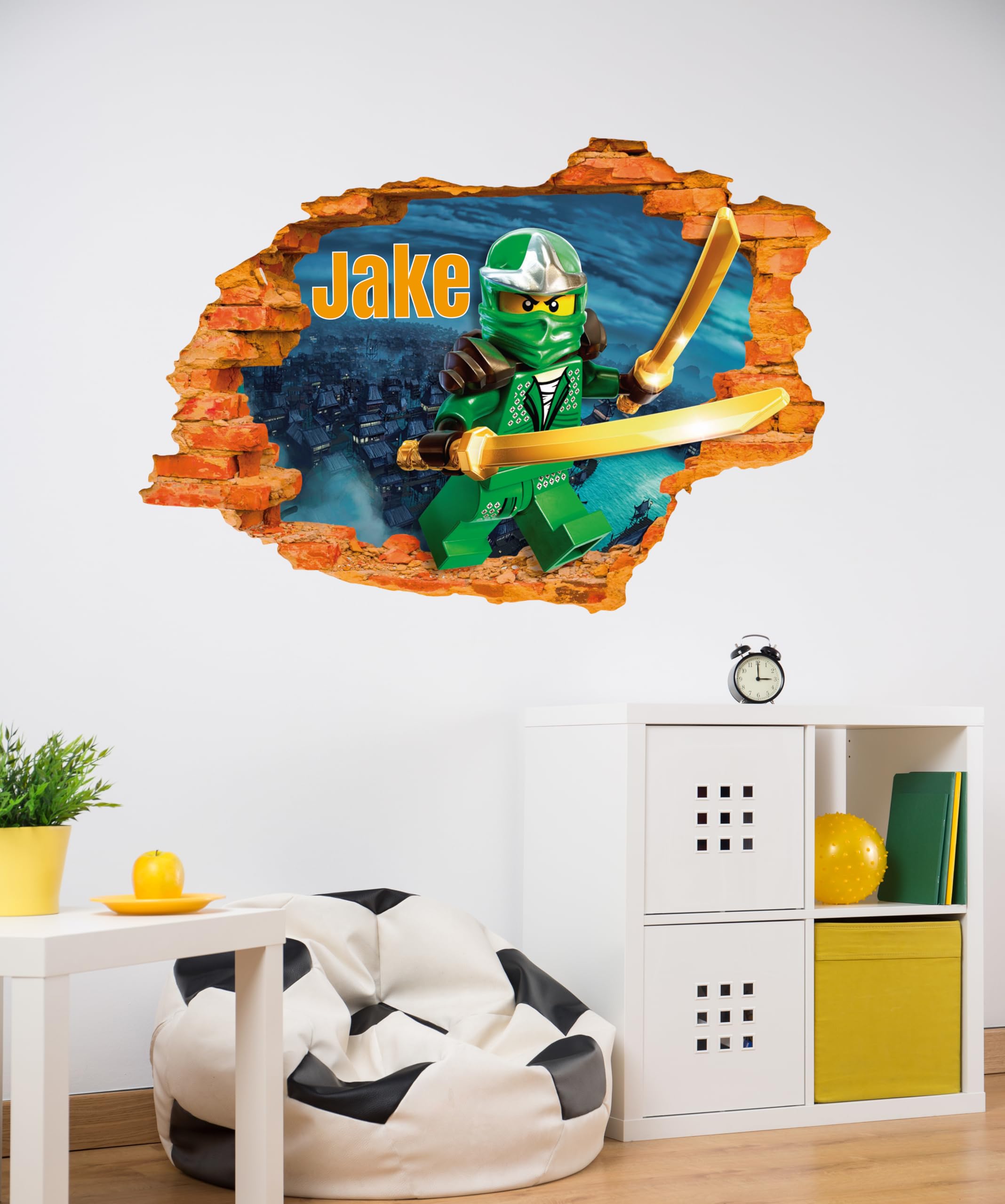 Ninja Custom Name Wall Decal- Personalized Ninja Name Wall Sticker - 3D Wall Effect - Wall Decal for Home Nursery Decoration (Wide 20"x13" Height Inches)