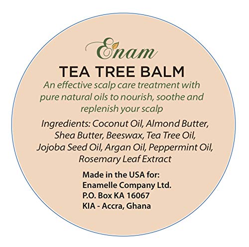 Enam Hair Balm - Natural Conditioner for Dry, Itchy Scalp - Tea Tree, Rosemary, Argan, Peppermint Oils - Soothes Dandruff, White Flaky Scalp - Stimulates Scalp - 2 Fluid Ounces