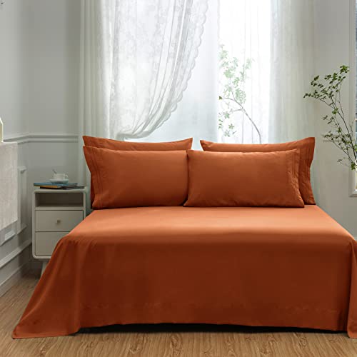 Aormenzy Microfiber Pillow Cases - Standard Size Set of 4-1800 Thread Count Ultra Soft Rust Pillowcases - Wrinkle Resistant Pillow Covers with Envelope Closure - 20" x 26"