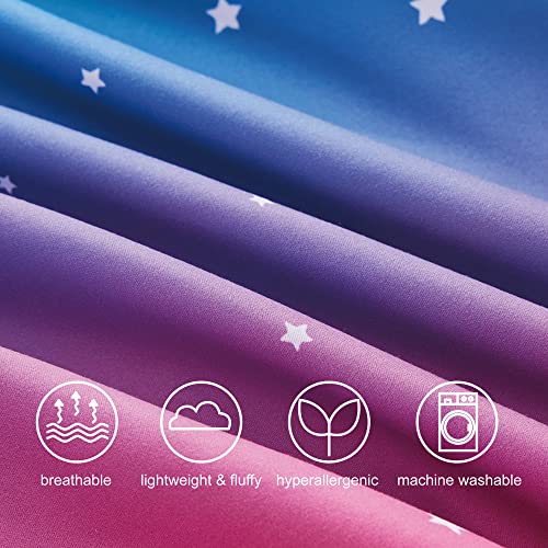 ART DEMO Rainbow Pastel Purple Comforter Sets for Teen Girls, Full Size 5 Pieces Bed in a Bag, Ultra Soft Microfiber Comforter and Sheet Sets, Cooling Summer Dorm Bedding Set