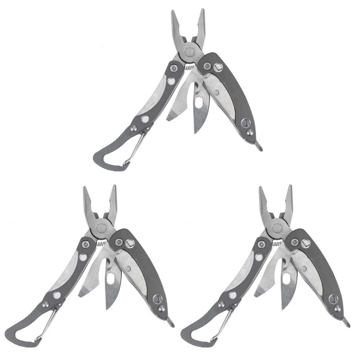3pcs Foldable Portable Hand Fishing Pocket Outdoor Grey+ silver Multitool Screwdriver Dark Pliers