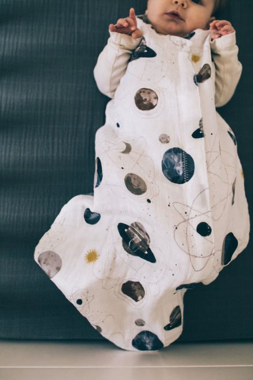 Little Unicorn – Planetary Cotton Muslin Sleep Bag | 100% Cotton | Super Soft and Lightweight | Baby | Size Large: 12-18 Months | Machine Washable | 1.1 TOG