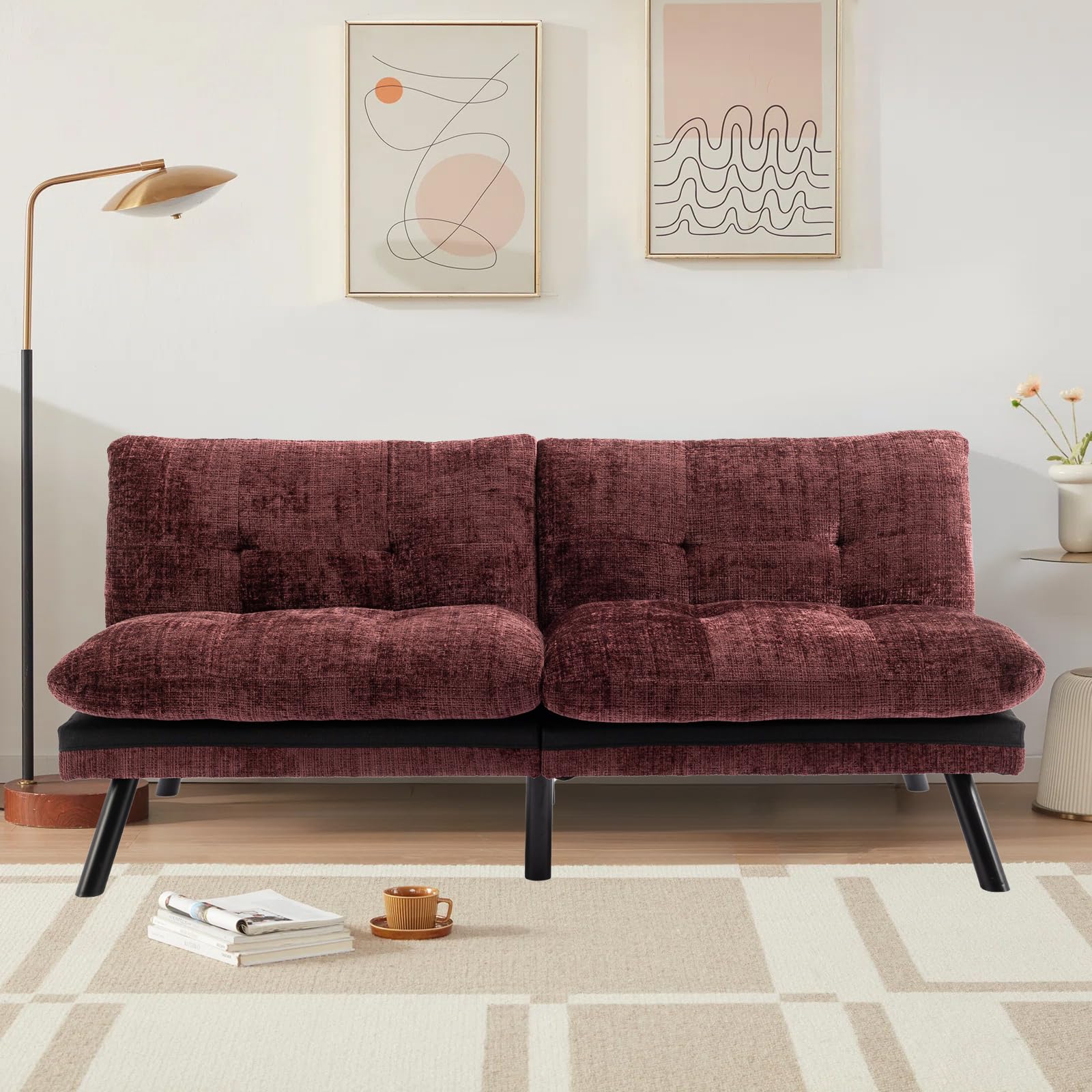 Anwick Futon Sofa Bed Convertible Futon Sleeper Couch, 71" Sleeper Sofa Bed with Adjustable Backrest, Modern Loveseat Couch for Compact Living Room, Apartment, Office (Blue)