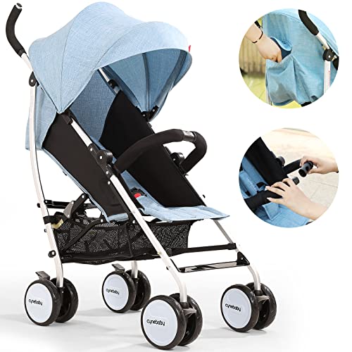 Umbrella Baby Stroller Lightweight Compact Stroller All Terrain Convenience Carriage Stroller Travel Tall Pram for Toddler Big Kids Single Stroller (Azure)