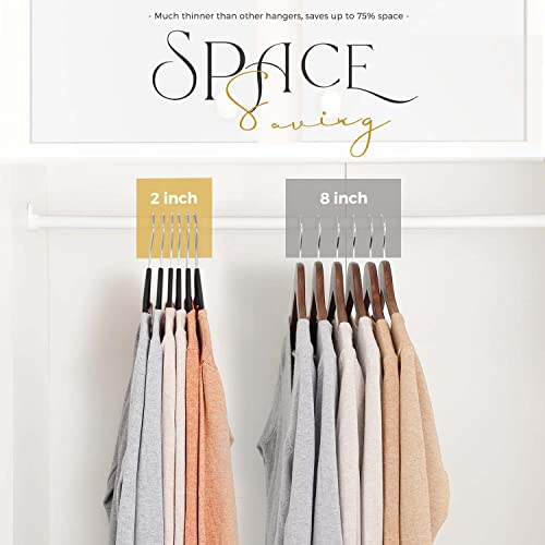 HOUSE DAY Black Velvet Hangers 60 Pack, Premium Clothes Hangers Non-Slip Felt Hangers, Sturdy Black Hangers Heavy Duty Coat Hangers, Durable Suit Hangers for Space Saving, No Hanger Marks 360 Rotating