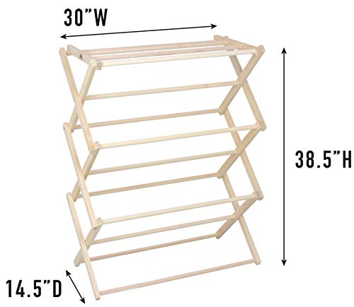 Pennsylvania Woodworks Premium American Maple Clothes Drying Rack - Handcrafted in Pennsylvania - Solid Wood Construction, Collapsible, Eco-Friendly Laundry Solution (Medium)