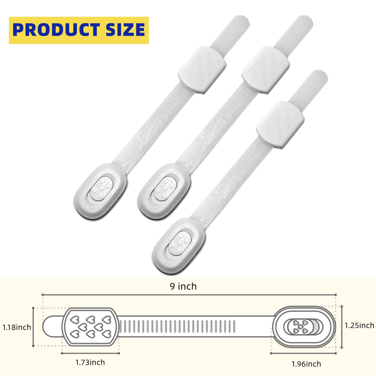 6 Pack Child Safety Strap Locks | Lerkumey Adjustable Baby Locks for Fridge, Cabinets, Drawers, Dishwasher, Toilet | Easy Installation | No Drilling Required (White)