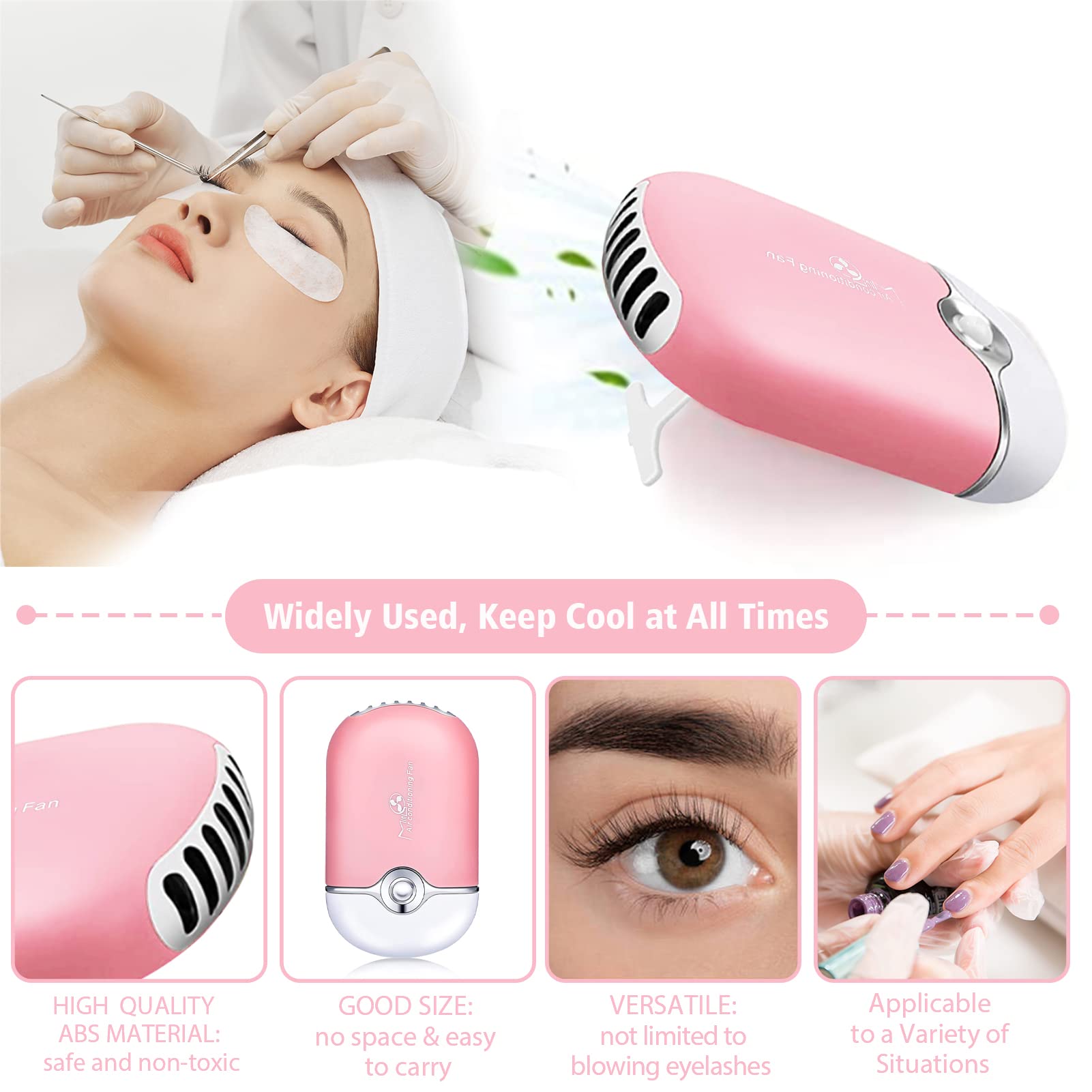 3.38 OZ Eyelash Extension Cleanser Lash Mousse Lash Shampoo for Lash Extensions, USB Mini Fan Rechargeable Electric Handheld Air Conditioning Lash Shampoo Kit Lash Brushes Cleanser Brush Wash Bottle