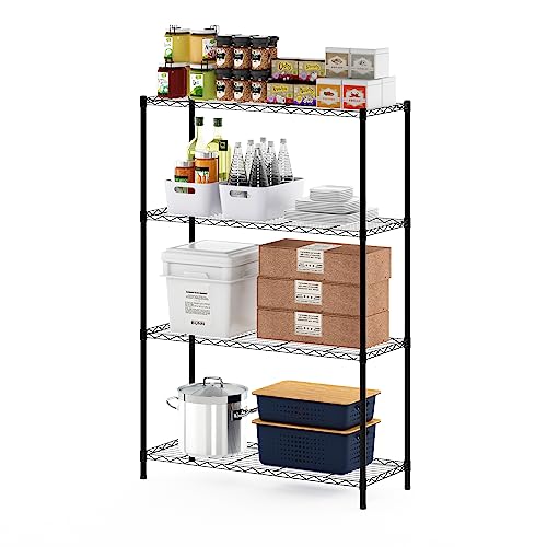 Furinno Wayar 4-Tier Metal Storage Shelf Rack, 36 x 14 x 54, Black