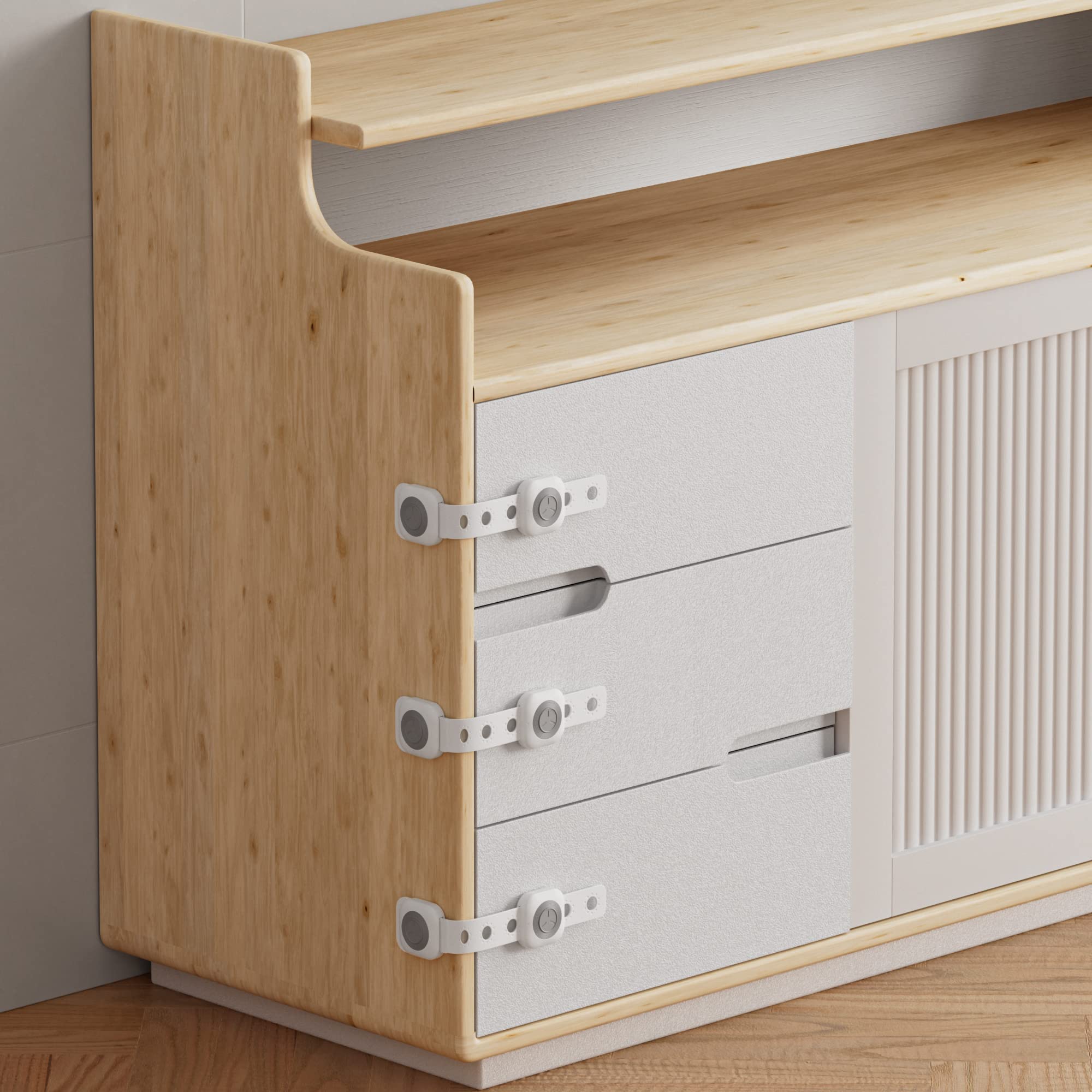 6 Pack Childproof Magnetic Cabinet Locks - Adjustable Magnetic Baby Proof Safety Latches with 1 Key for Drawer Cabinet to Keep Child Safe, No Drilling, Easy Installation