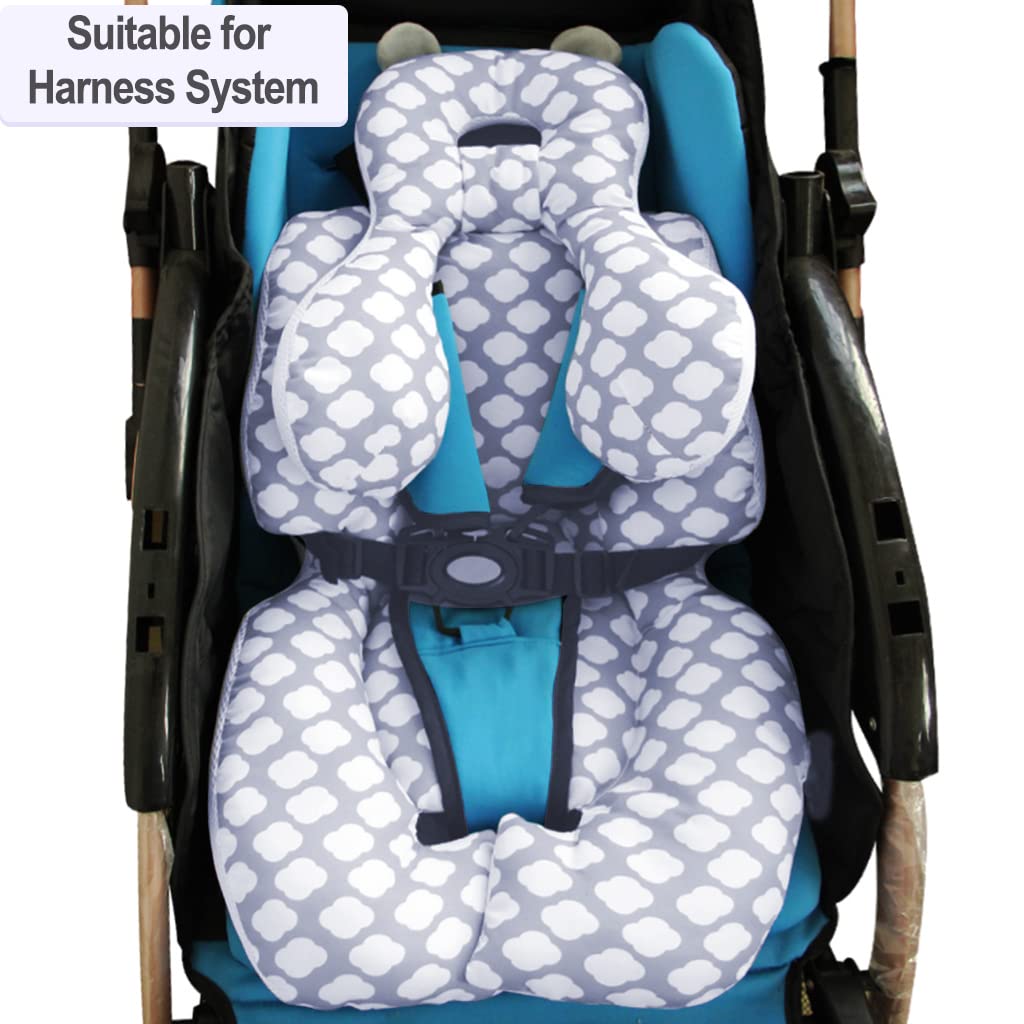 vocheer Head and Body Support Pillow with Neck Support for Baby Car Seat and Strollers, Cloud