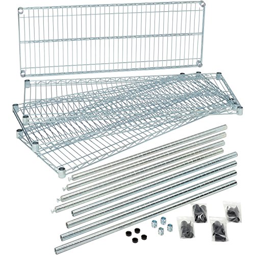 Economy Wire Shelving Starter Unit, 4 Tier, Zinc Chromate, 24"W, x 48"L, x 74"H