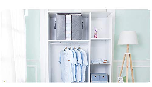 Fitwayhi Clothes Storage Bags Organizers with Window, Large Capacity for Blankets, Closets, Bedrooms (Set of 3, Gray)