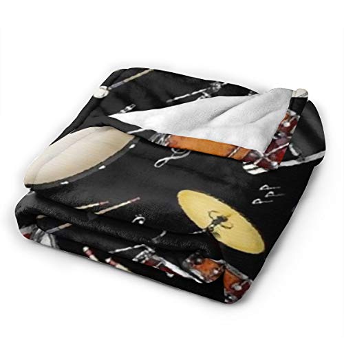 Percussion Black Drum Throw Blanket Ultra Soft Thick Bed Blanket Soft Coral Flannel Blanket Micro Fleece Blanket for Sofa Couch Bed Chair Office Sofa Soft Blanket Home Bed Blankets 50"x 40"