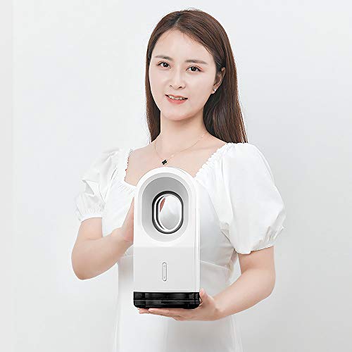 Qinmay Bladeless air-conditioning fan, portable USB charging, desktop three-in-one night light summer fan humidifier cooler, suitable for home bedroom office outdoor (white)