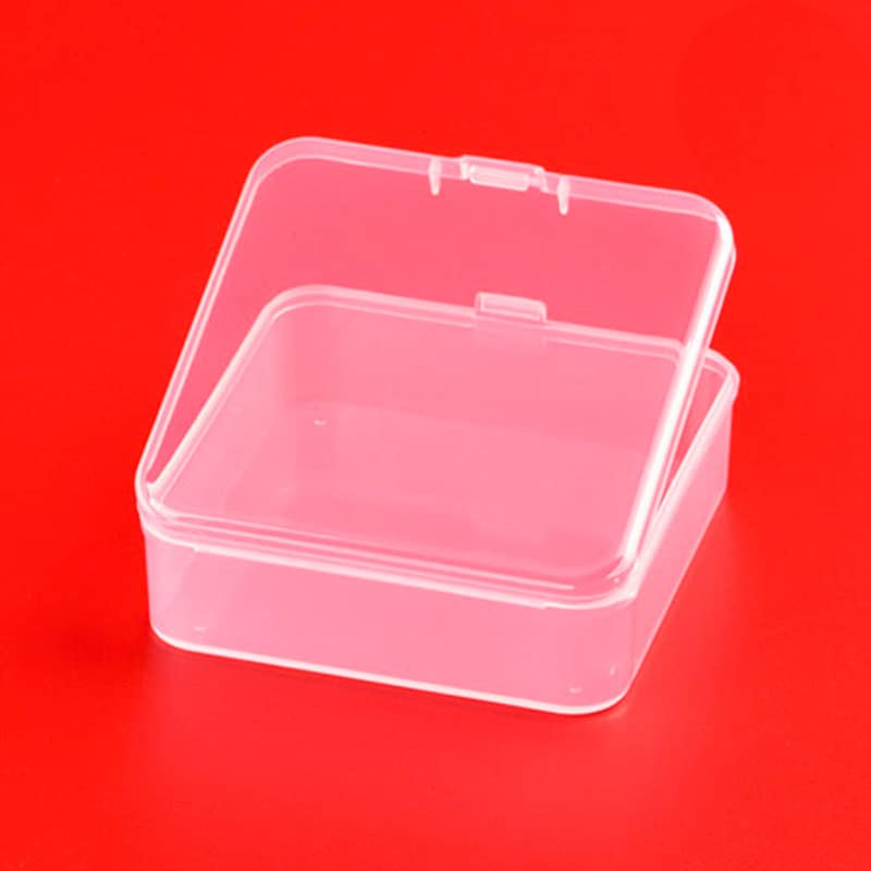 6 Pieces Small Plastic Box with Lids Square Plastic Containers Clear Plastic Boxes Craft Containers Plastic Beads Storage Containers Box for Beads Jewelry Small Items, 2.95x2.95x0.98 Inches