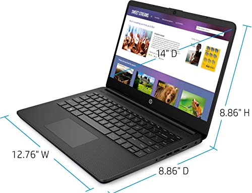 2022 HP Stream 14inch HD Display, Intel Celeron N4020 Dual-Core Processor, 4GB DDR4 Memory,128GB Storage(64GB eMMC+64GB Card),WiFi,Webcam,Bluetooth,1-Year Microsoft 365, Win10 S,Jet Black, TGCD bundle