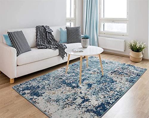 Persian Rugs 6490 Blue 8 x 11 Abstract Modern Area Rug