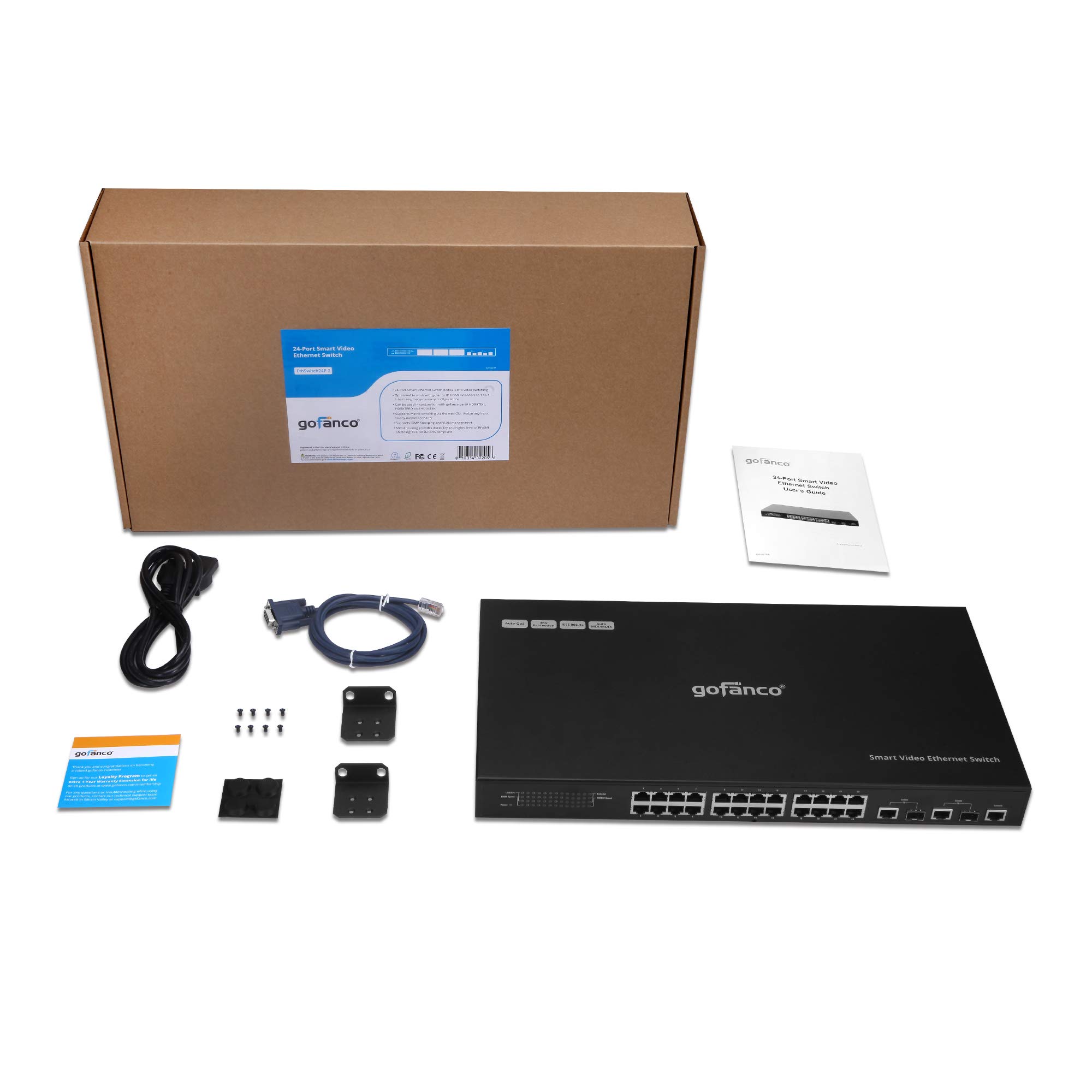 gofanco 24 Port Smart Managed Video Ethernet Switch (Dedicated) – Customized for HDMI Over IP Extender Switching, One-to-Many & Matrix Switching Capable, Easy Web GUI Control, 328ft (100m)
