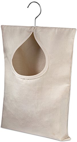 Handy Laundry Clothespin Bag - 11" x 15" - Holds 100 Medium-Sized Clothes Pins, Durable Canvas Material, Hook for Hanging and Effortlessly Sliding on The Clothesline with an Extra-Large Opening.