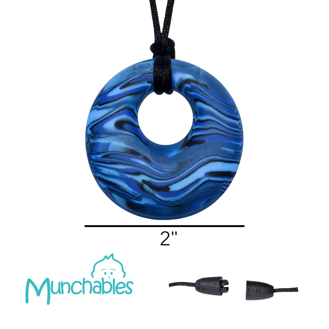 Munchables Scribbles Sensory Chew Necklace – Chewy Fidget Toy for Adults, Teens, Boys and Girls (Navy)