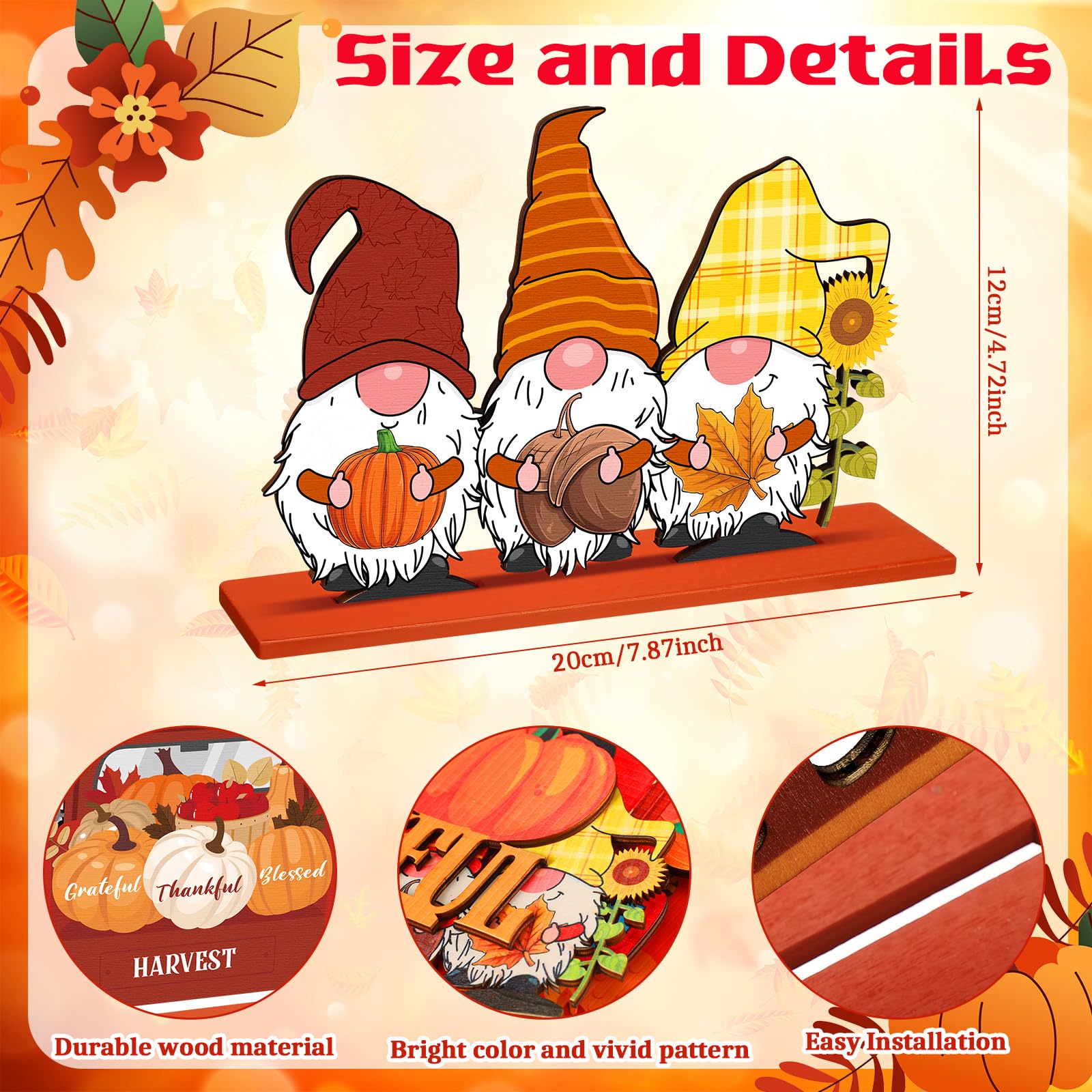 6 Pieces Thanksgiving Table Centerpiece Signs Wood Thanksgiving Fall Decor for Table Harvest Autumn Pumpkin Decor Thanksgiving Decor for Tables, Tiered Tray, Home Kitchen