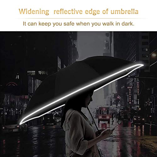 Bodyguard Inverted Umbrella Large Windproof Umbrellas for Rain Sun Travel Umbrella Compact with Reflective Stripe, Blue-46 IN