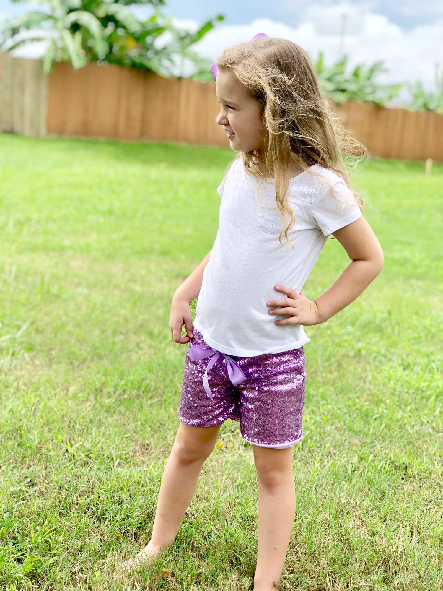 Cilucu Baby Girls Shorts Toddler Sequin Shorts Sparkles on Both Sides Purple 3T