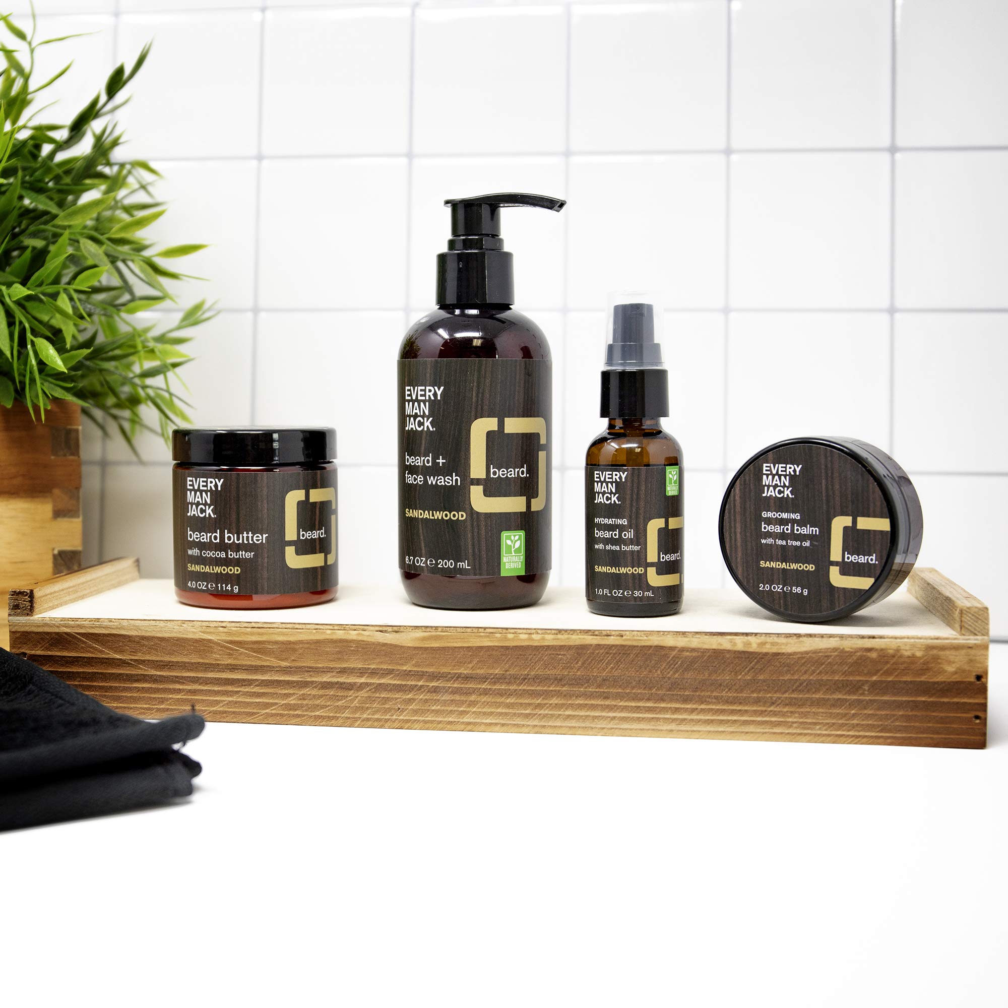 Every Man Jack Beard Balm - Subtle Sandalwood Fragrance - Moisturizes, Protects, and Strengthens Your Beard - Naturally Derived with Tea Tree Oil, Shea Butter, and Jojoba - 2.0 - Fluid Ounces