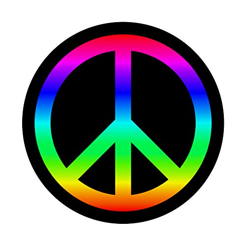 Fuzewear Peace Sign Rainbow Black PopSockets Stand for Smartphones and Tablets