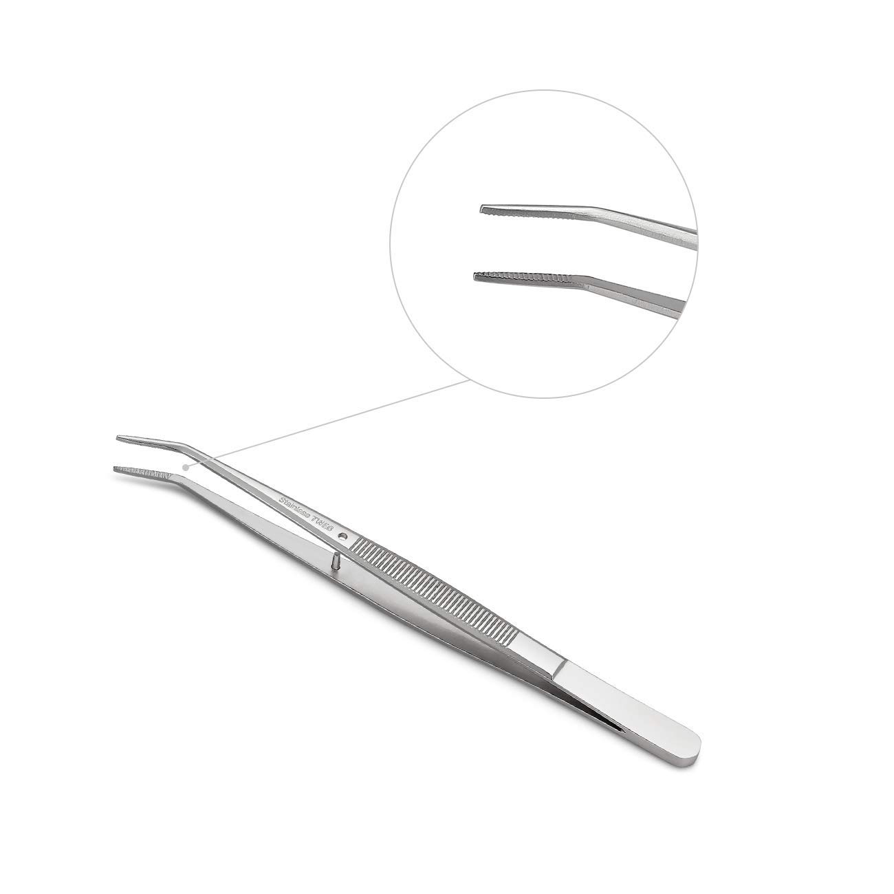 Stainless Steel Tweezers, with Curved Serrated Tip Multipurpose Tweezers Sewing Machine Tweezers Forceps for Craft Repairing (5PCS)