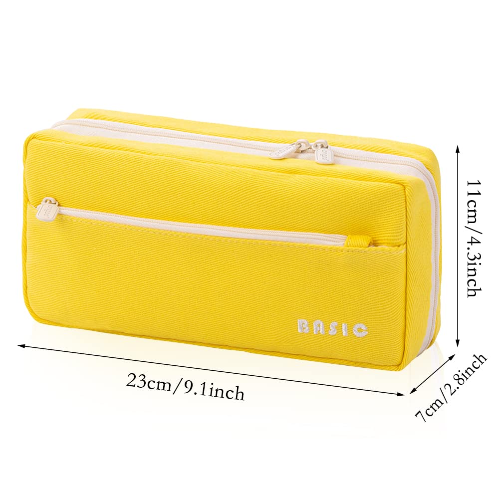 iSuperb Big Capacity Pencil Case Large Pencil Pouch Passport Bag Zipper Storage Cosmetic Makeup Bag Organizers for Women (Light Blue)