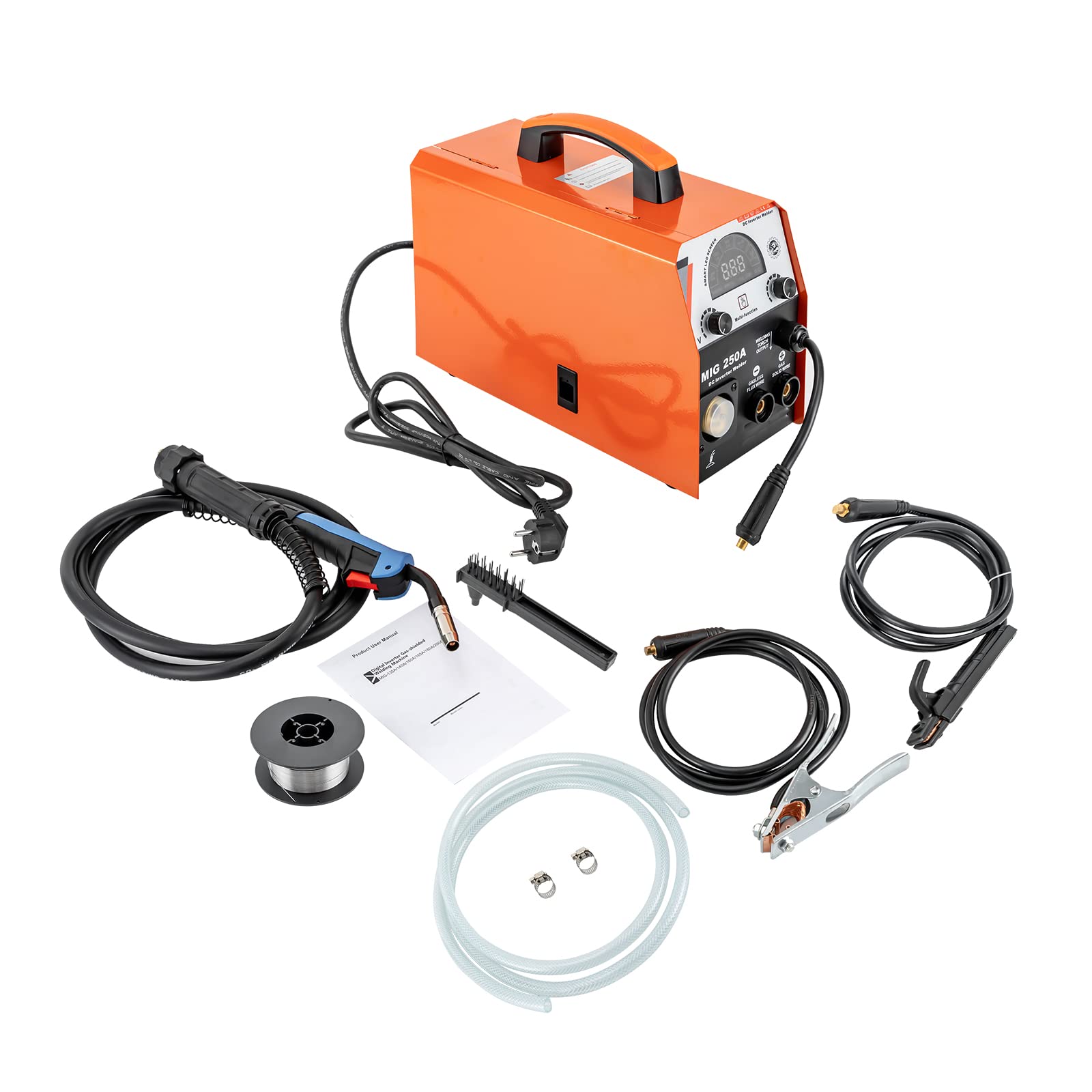 270A Portable Welding Machine, MIG/ARC/Lift TIG 3 In 1 Gas Welder Machine, 110/220V Dual Voltage Gas Welder, Flux Core Welder Inverter (270A, Orange)