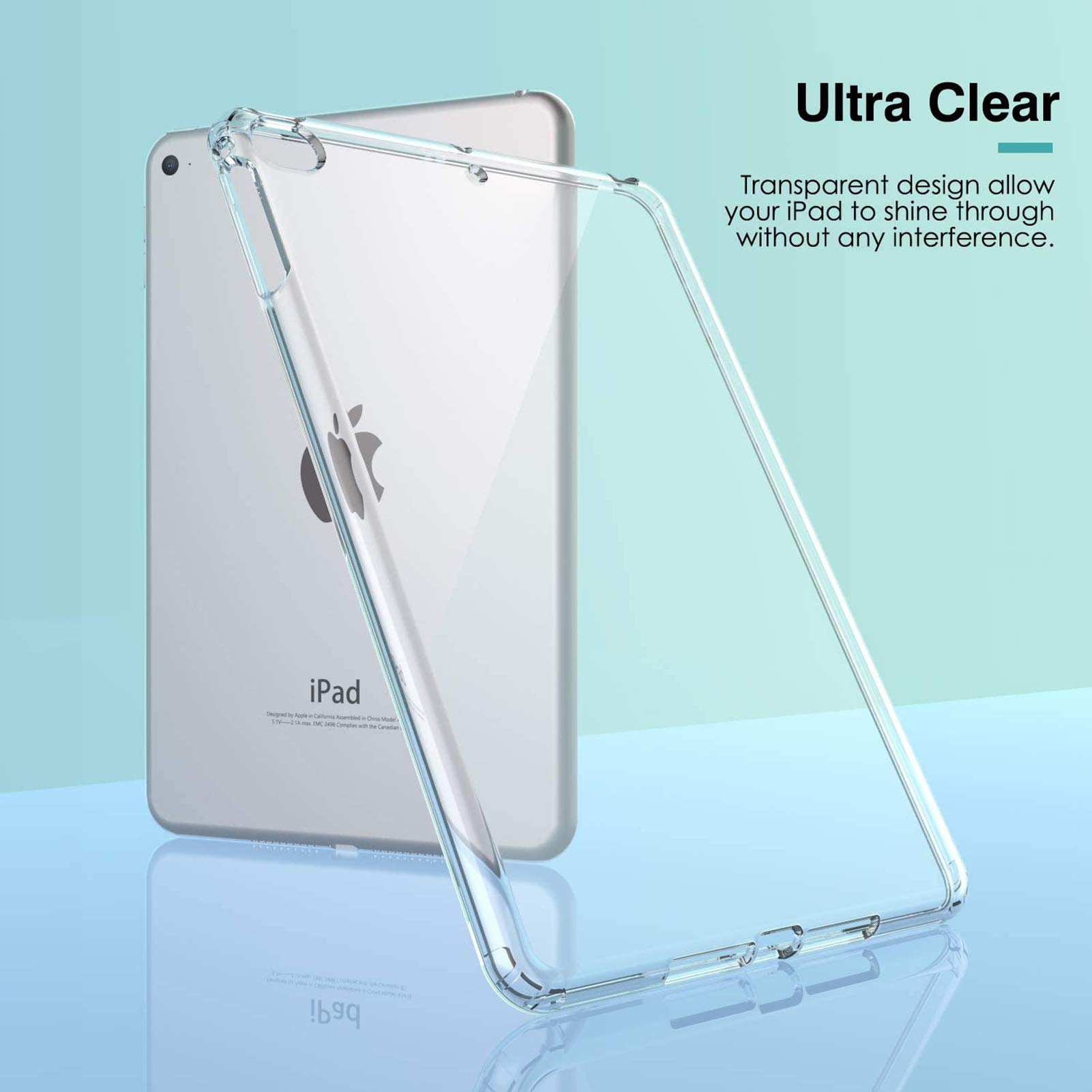 ORIbox Case for iPad 7th and iPad 8th and iPad 9th Gen [10.2 Inch] Clear,with 4 Corners Shockproof Protection, TPU Back Cover for iPad, Clear